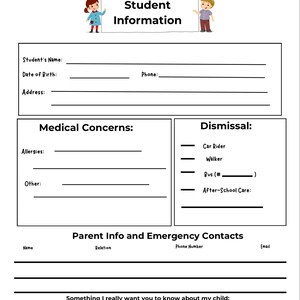 Student Information Sheet, Meet the Teacher Night, Parent Teacher ...