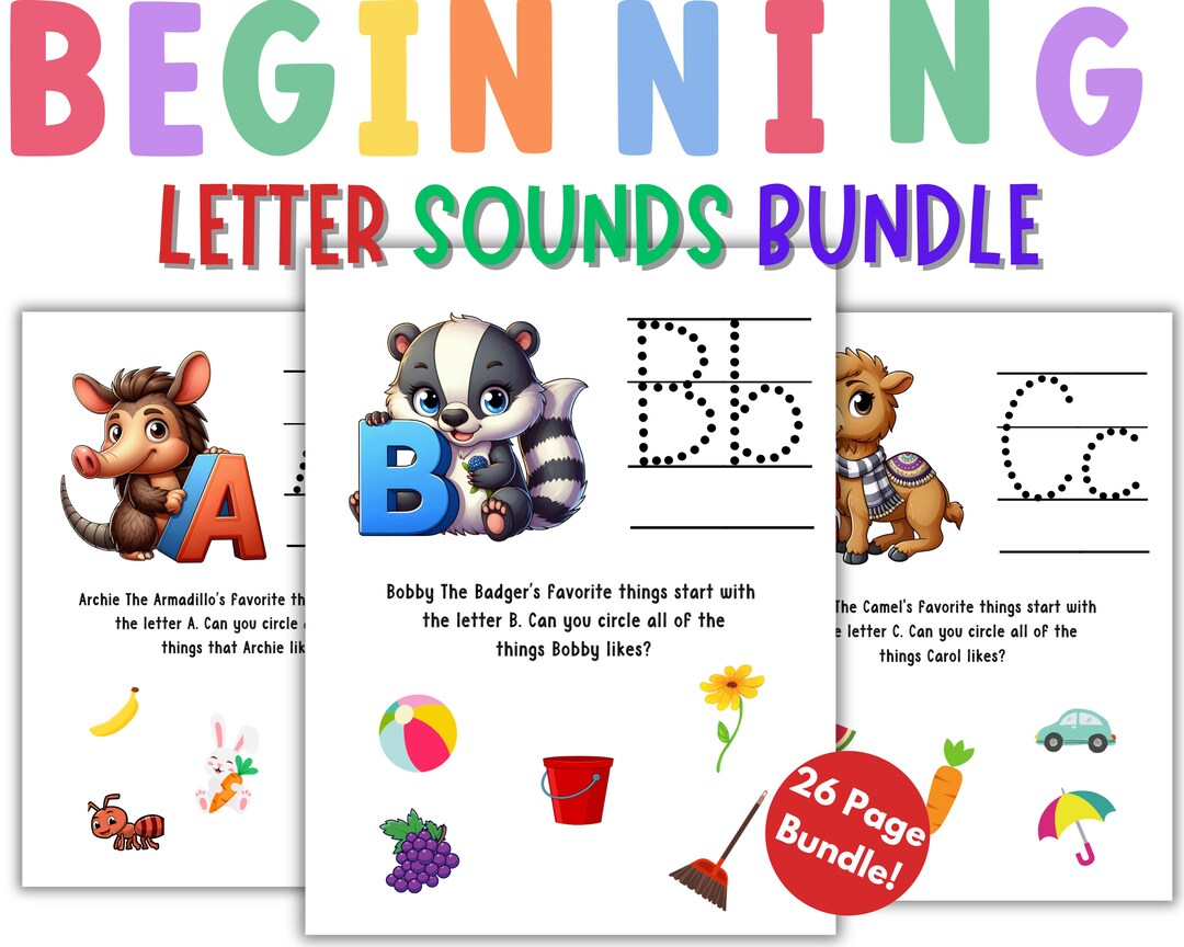 Beginning Letter Sounds Bundle, Preschool, Prek, Kindergarten ...