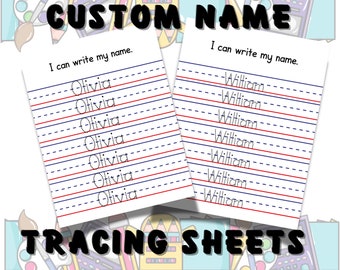 Unicorn Girl's Custom Name Tracing Sheets, Personalized Name Tracing ...