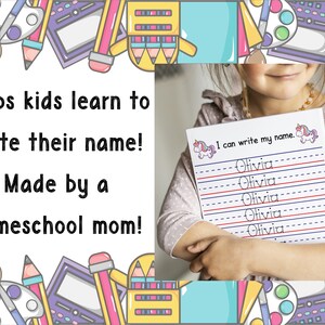 Unicorn Girl's Custom Name Tracing Sheets, Personalized Name Tracing ...