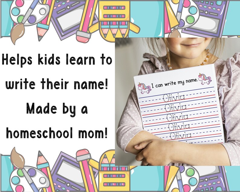 Unicorn Girl's Custom Name Tracing Sheets, Personalized Name Tracing ...