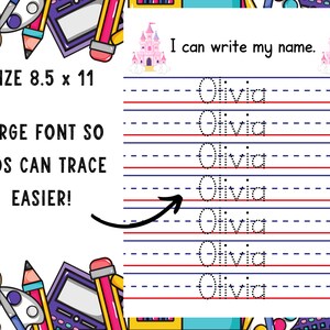 Princess Girl's Custom Name Tracing Sheets, Personalized Name Tracing ...