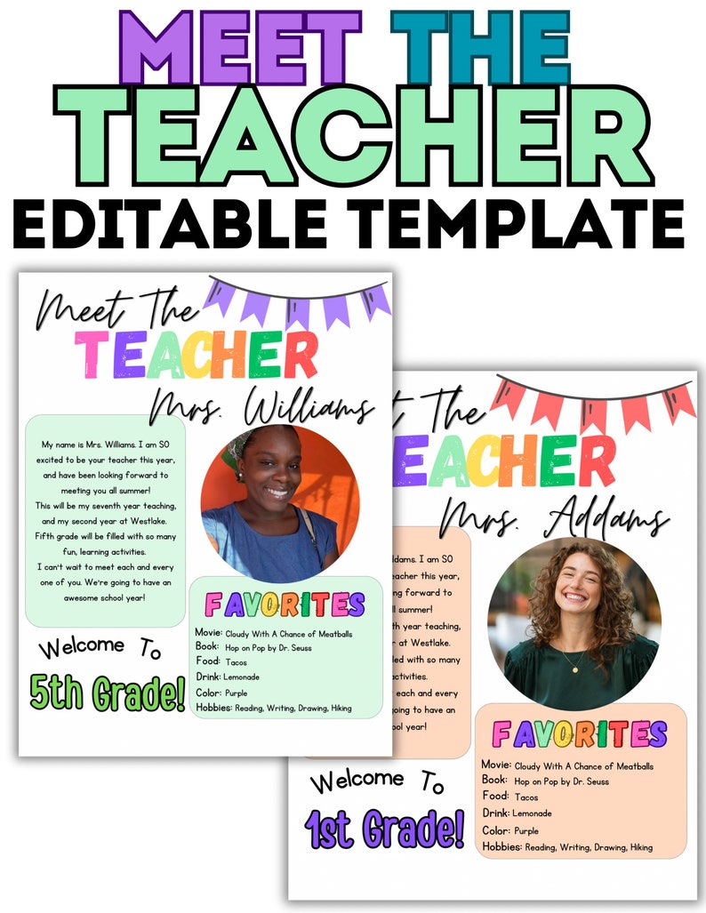 Meet the Teacher Editable Template, Meet the Teacher Printable, Open ...