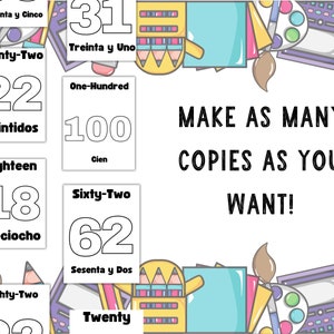 English-spanish Bilingual Numbers Bundle 1-100, Numbers Practice ...