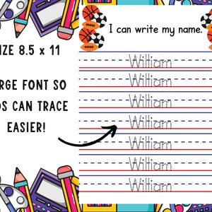 Sports Boy's Custom Name Tracing Sheets, Personalized Name Tracing ...
