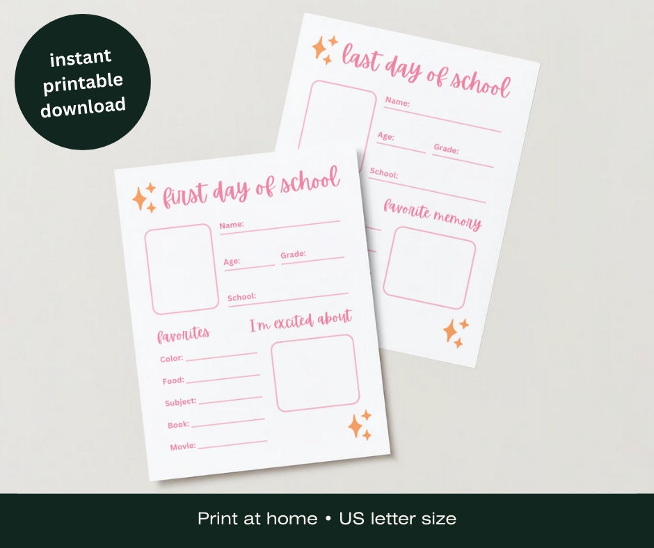 First and Last Day of School Printable Back to School Interview Kids ...