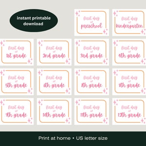 Printable First Day of School Signs All Grades Included Preschool ...
