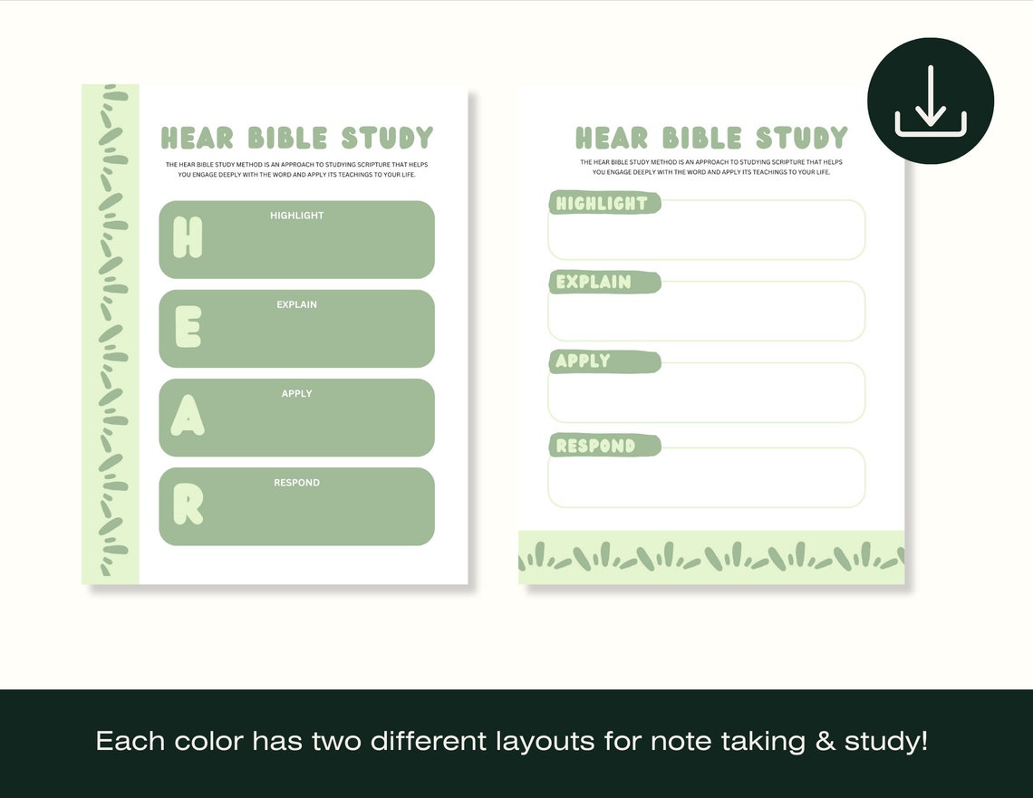 HEAR Bible Study Printable Printable Christian Scripture Worksheet ...