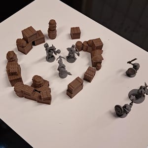 D&D 3D Printed Boxes, Crates, and Barrel Set. Environmental, Miniature ...