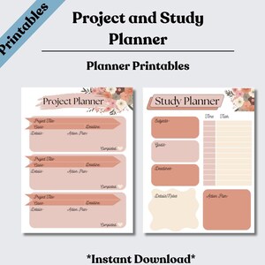 Project and Study Planner Printables Student Planner Academic Planner ...