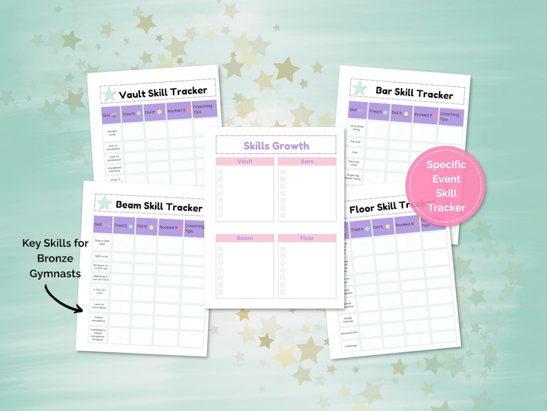 Gymnastics Worksheet Bundle, Goal Setting, Meet Tracker, Skill ...
