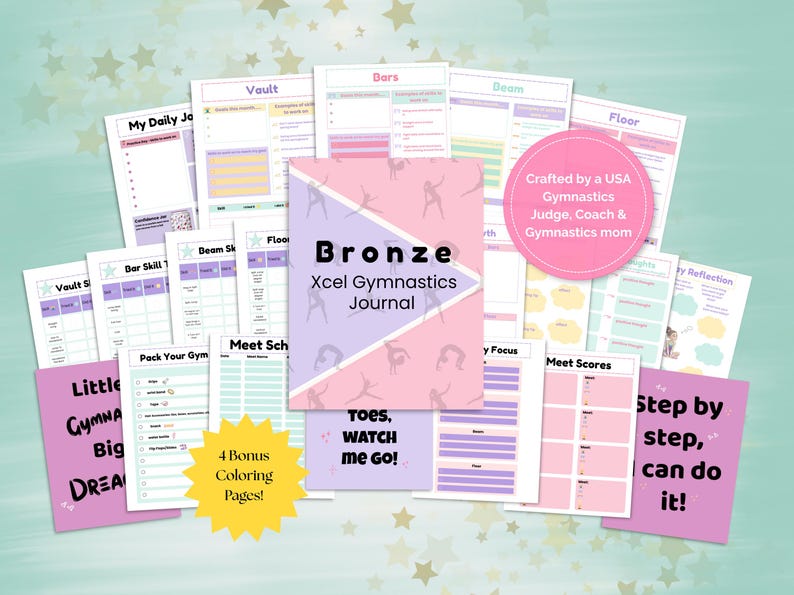 Gymnastics Worksheet Bundle, Goal Setting, Meet Tracker, Skill ...