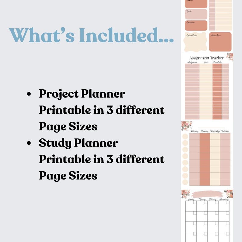 Project and Study Planner Printables Student Planner Academic Planner ...