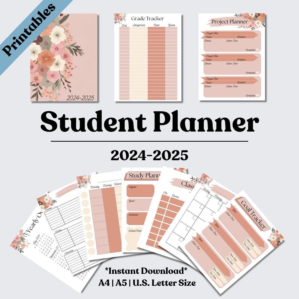 Undated Student Planner Printable Academic Planner Printable Life ...