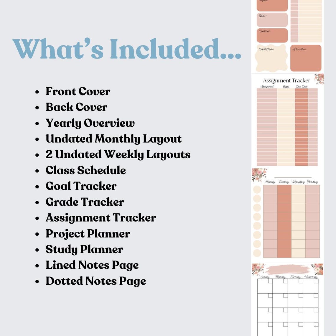 Undated Student Planner Printable Academic Planner Printable Life ...