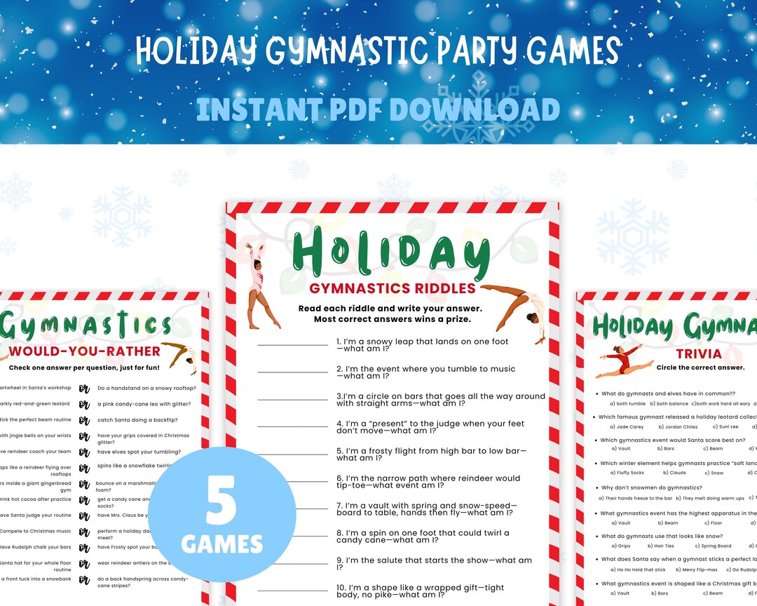 Gymnastics Christmas Printable Game Bundle, Would You Rather Game ...
