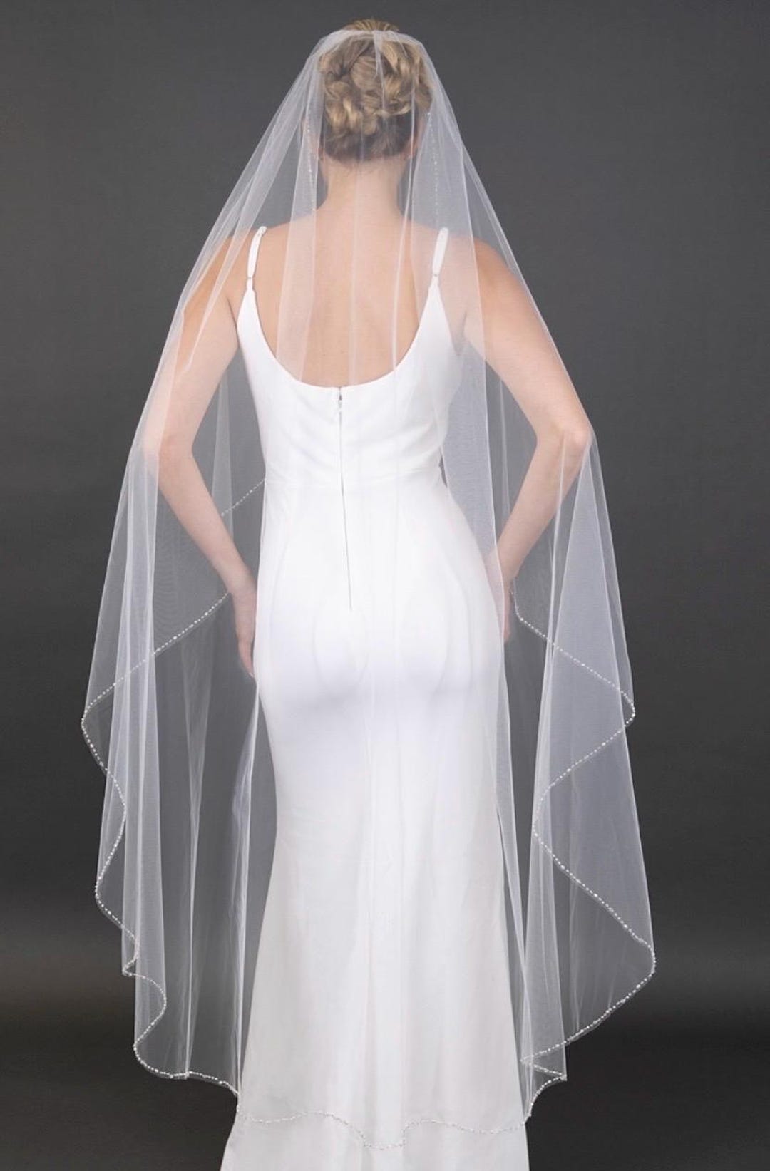 Ballet Length Bridal Veil With Pearl and Crystal Edge - Etsy