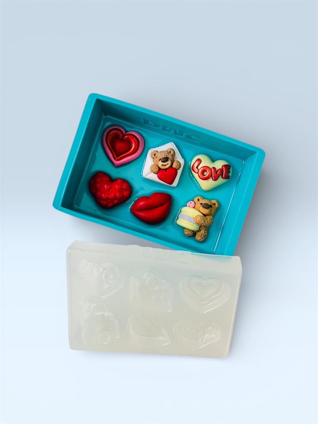 Valentine Silicone Mold – Teddy Bear Hearts Lips LOVE | Fondant ...