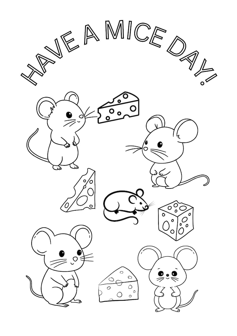 Printable Coloring Page Mouse Mice Download & Print - Etsy