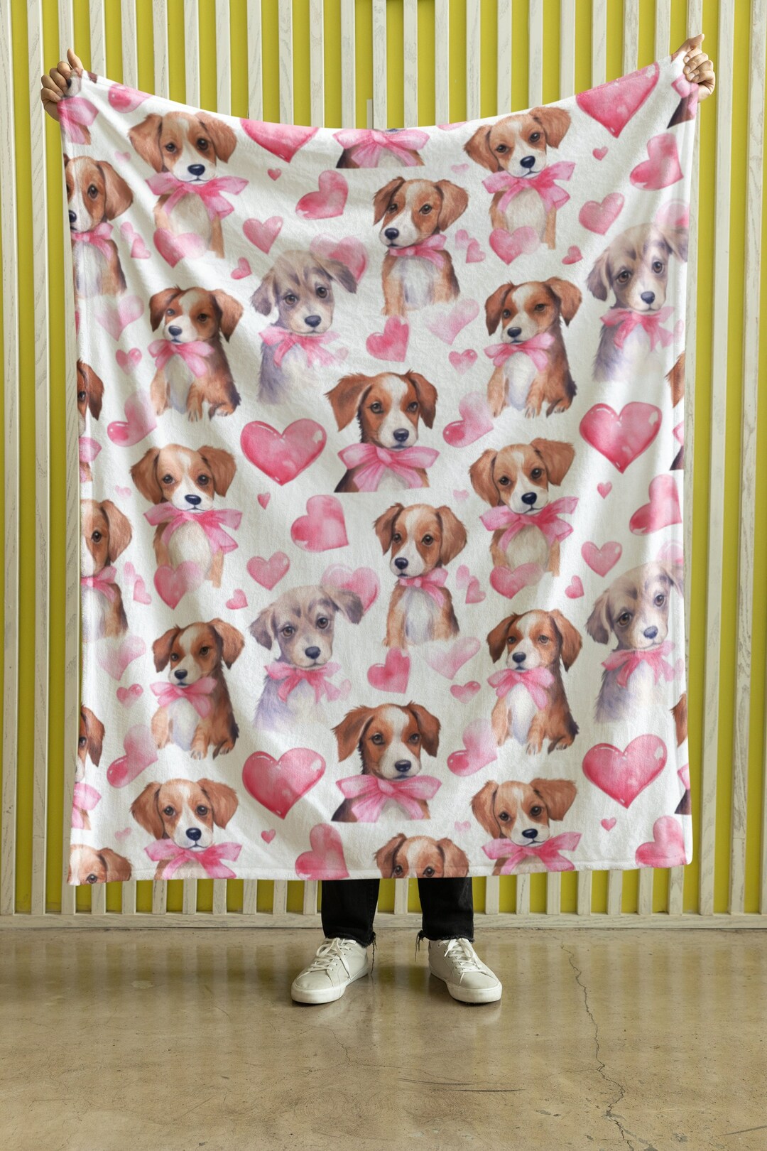 Velveteen Coquette Puppy. Pink Blanket. Velveteen Plush Blanquet. Pet ...