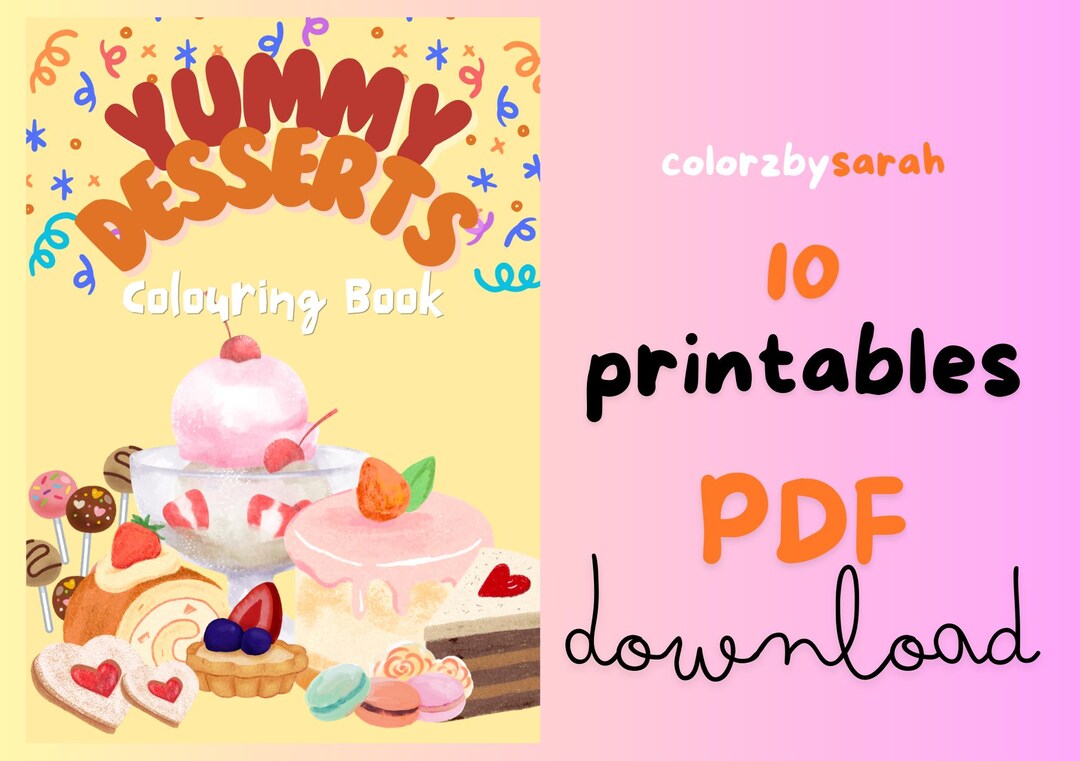 10 Printable Colouring Pages | Yummy Desserts - Etsy