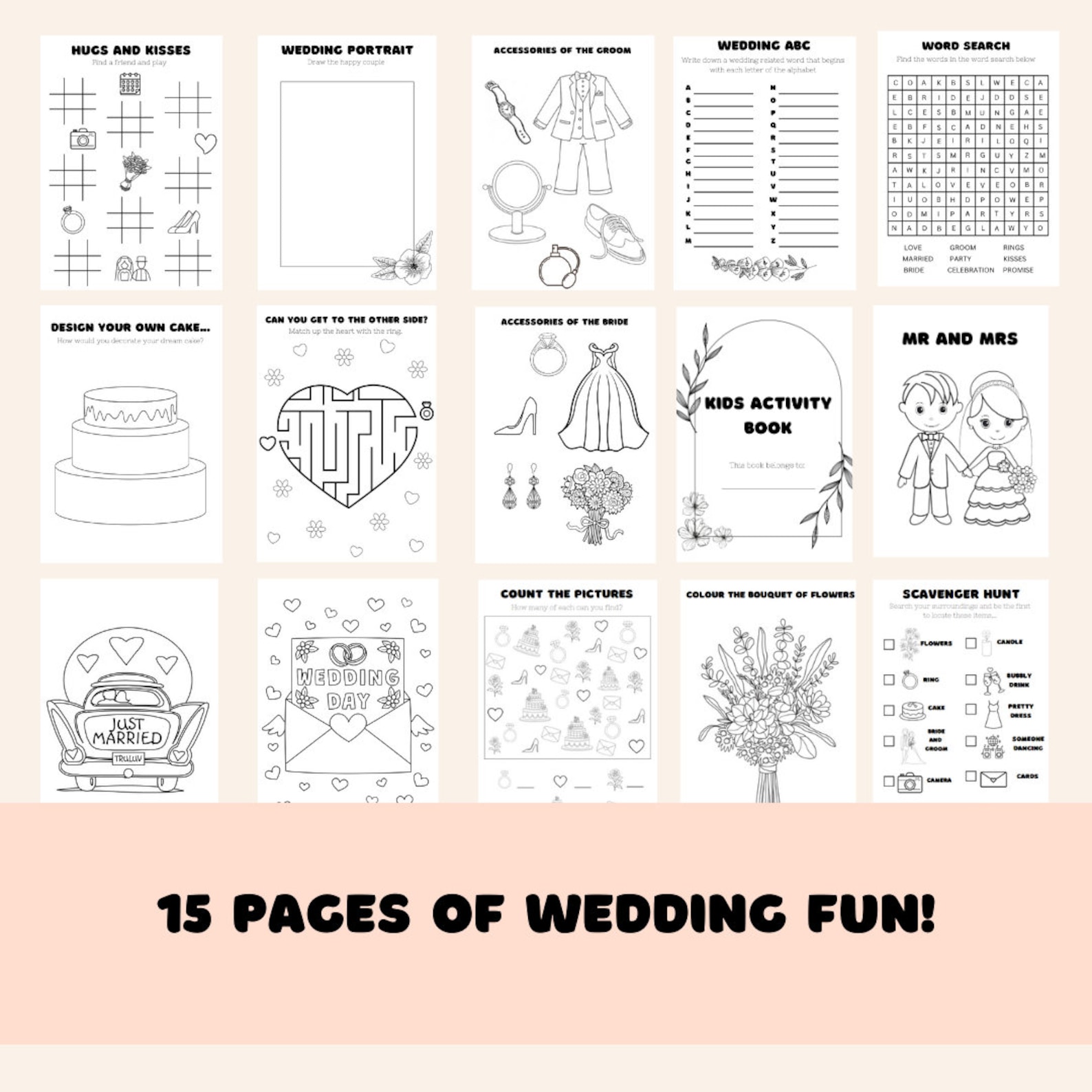 Printable Kids Wedding Activity Book - Etsy