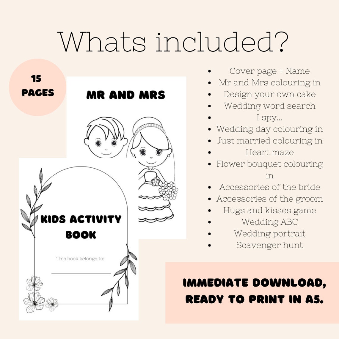 Printable Kids Wedding Activity Book - Etsy
