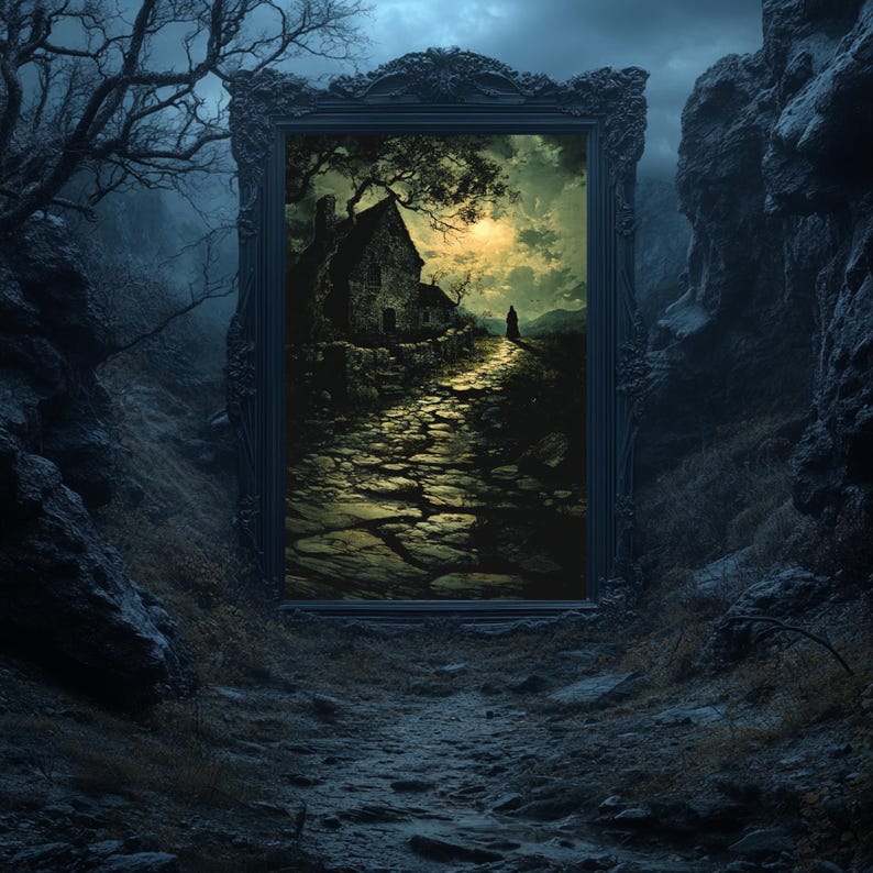 Haunted Path Art Dark Fantasy Landscape Eerie Location High-resolution ...