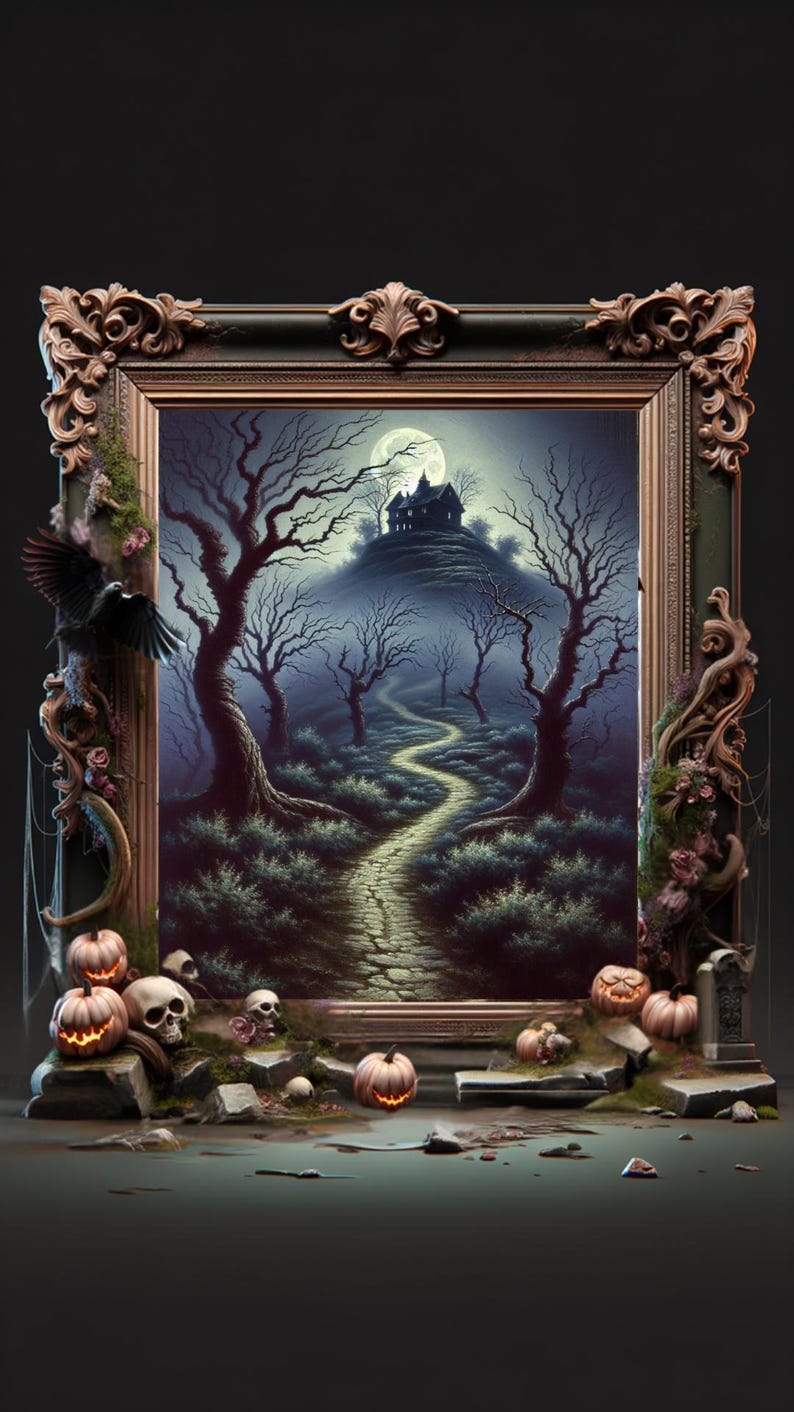 Haunted House on the Hill Halloween Wall Art Decoration - Etsy