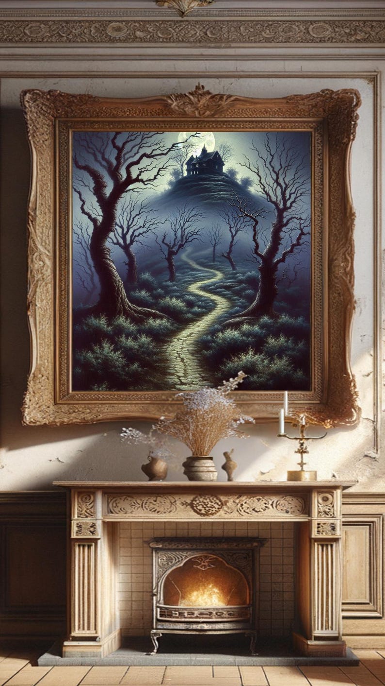 Haunted House on the Hill Halloween Wall Art Decoration - Etsy