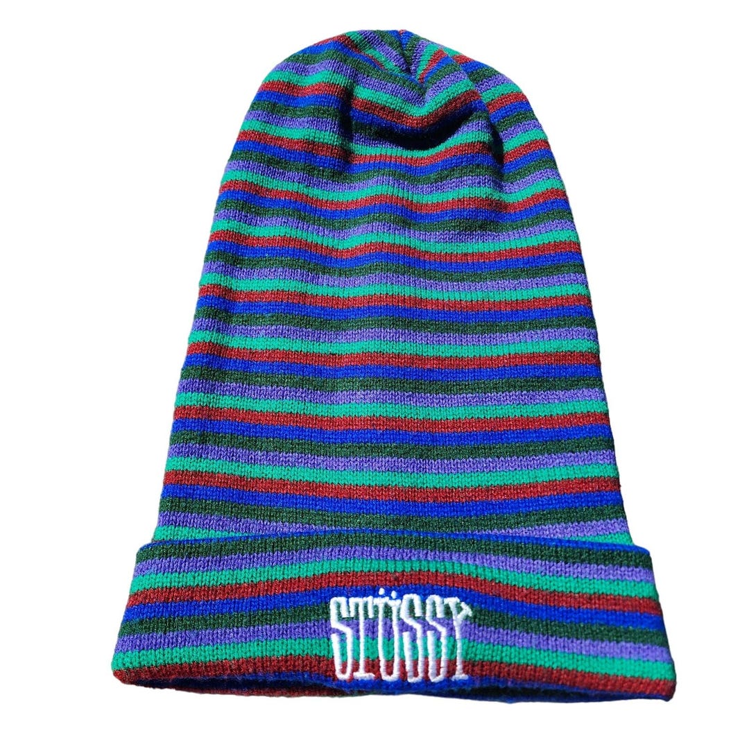Stussy Long Border Skater Surfer Beanie Red Blue Green Purple 15" - Etsy