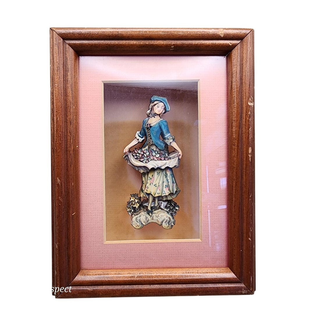 Antique Multi-layer Shadow Box Female Flower Victorian Glass 8 3/4" X 6 ...