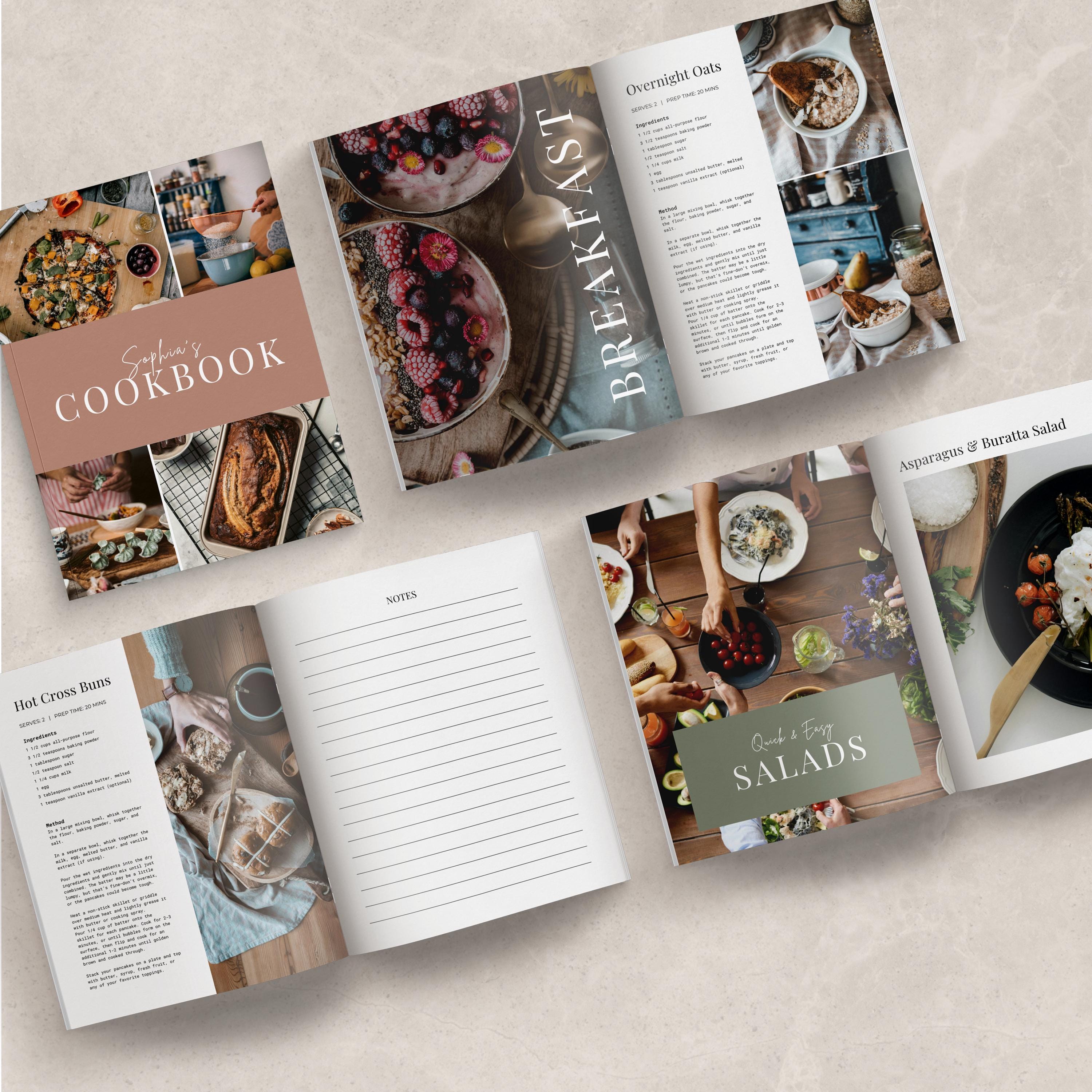 Editable Cookbook Template Canva | Customizable Keepsake Recipe Book or ...