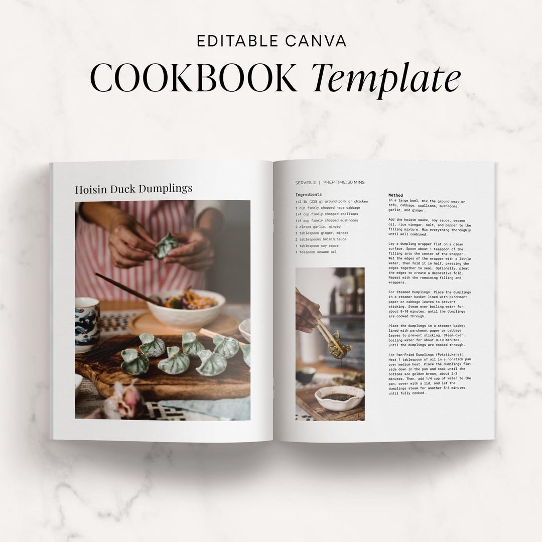 Editable Cookbook Template Canva Customizable Keepsake Recipe Book or ...