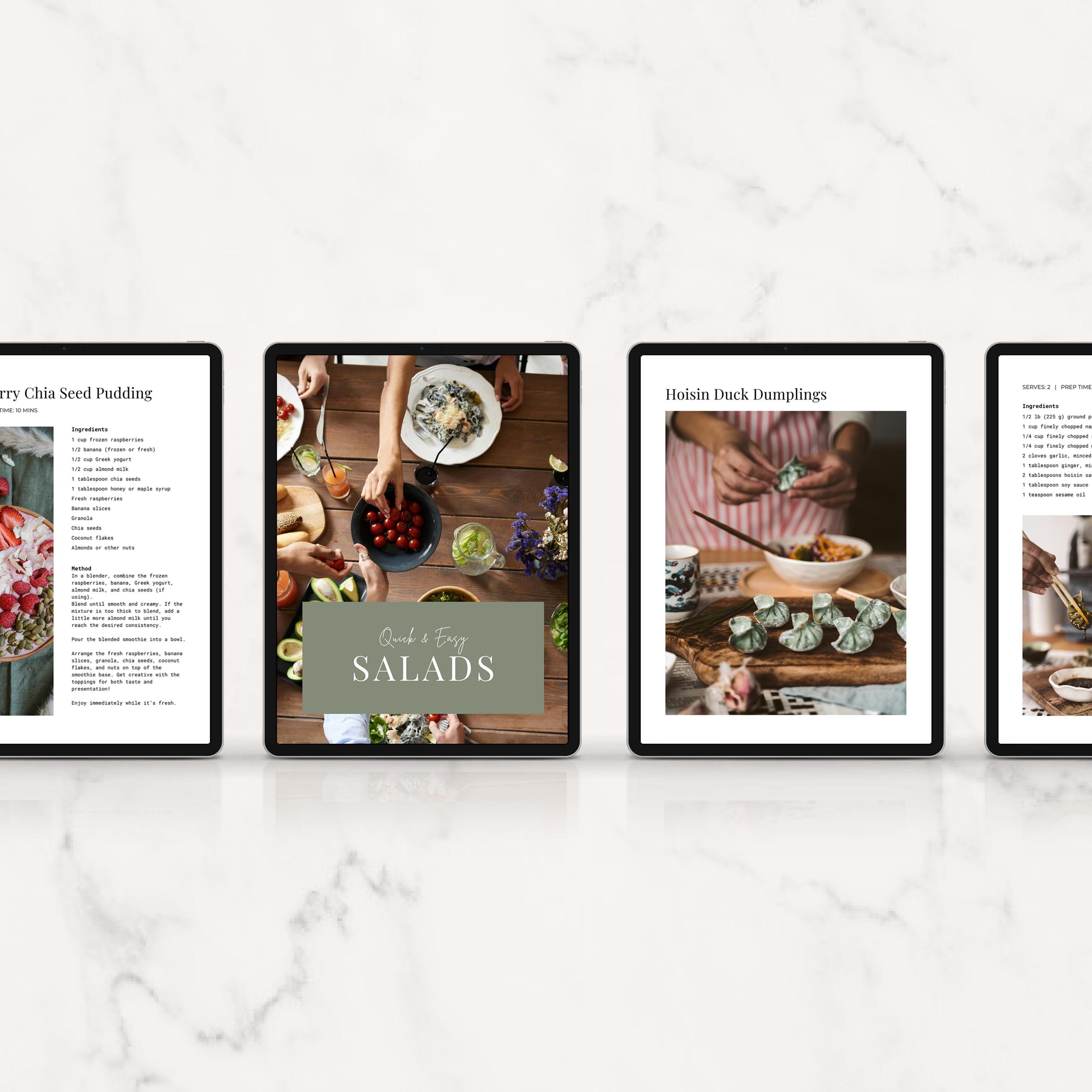 Digital Recipe Book Template: Editable Cookbook Keepsake Ebook iPad ...