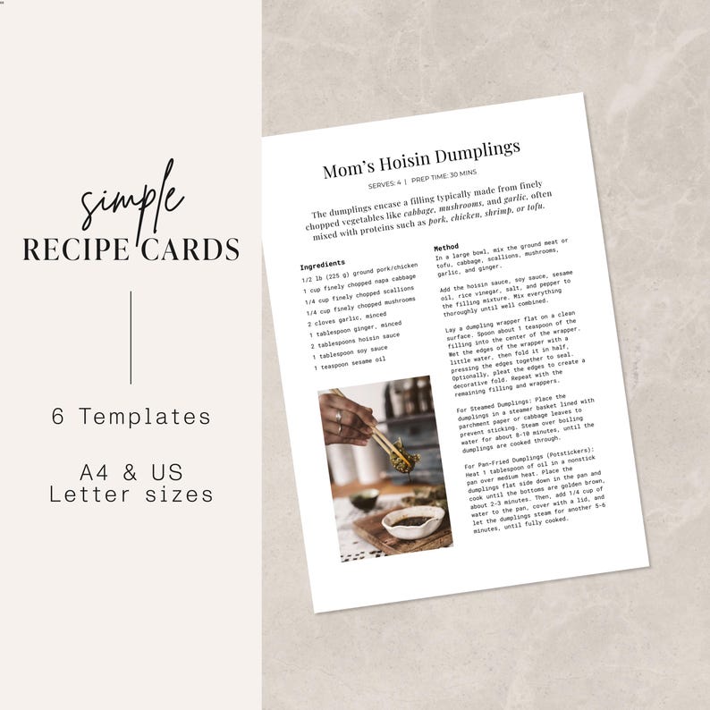 Recipe Cards Template | A4 and US Letter Size | Editable Canva Sheets ...