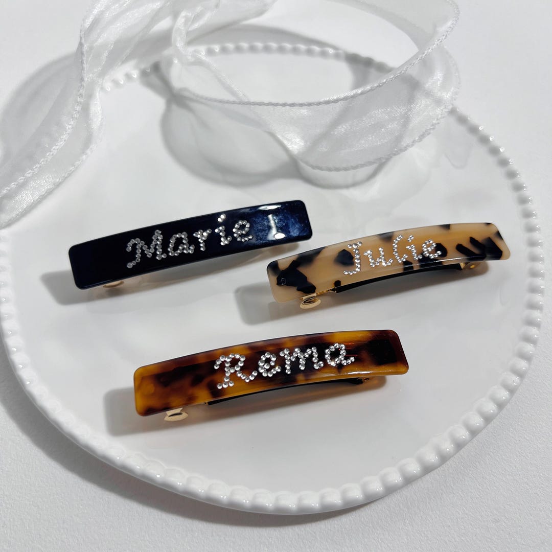Custom Name Hair Clips Original Design Diamond Hair Pins Customizable ...