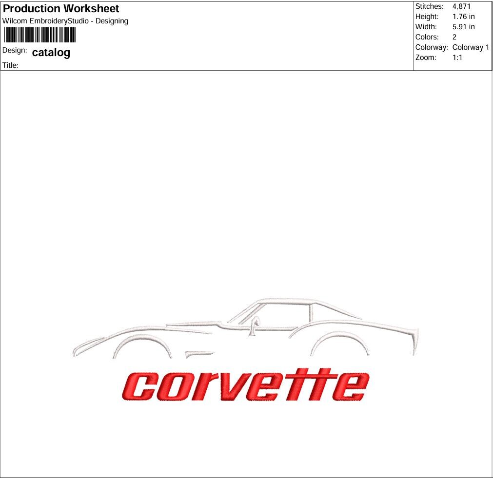 Sleek Corvette Outline Embroidery Design – Digital File - Etsy