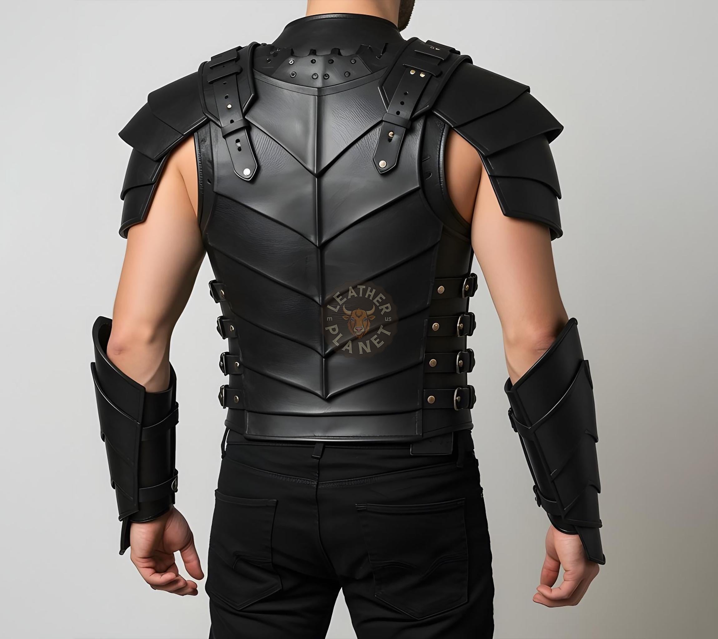 Handmade Black Leather Armor Vest for Men | Real Leather Cosplay Vest ...