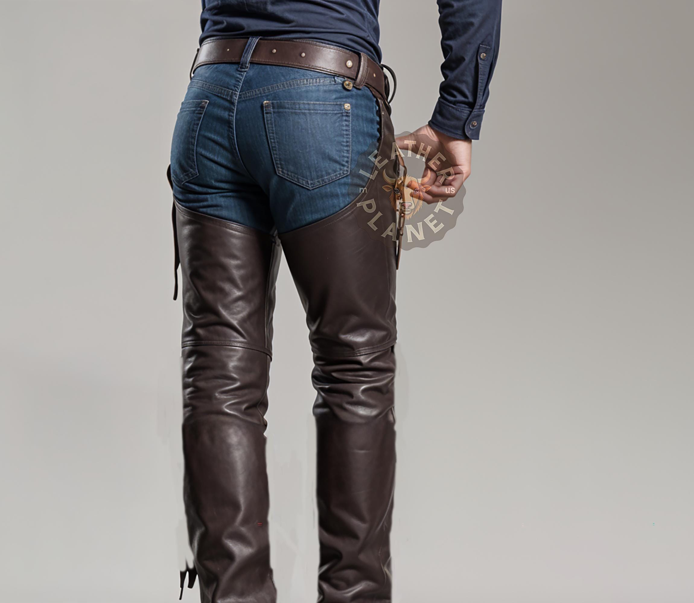 Genuine Brown Leather Chaps for Men | Real Leather Biker Chaps | Custom ...