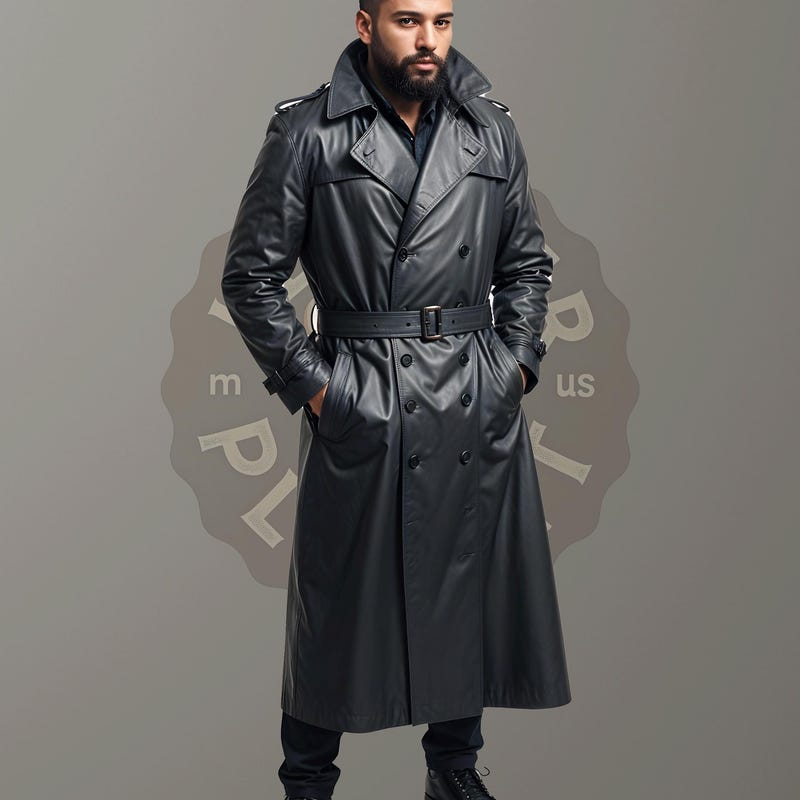 Black Leather Coat Duster - Etsy