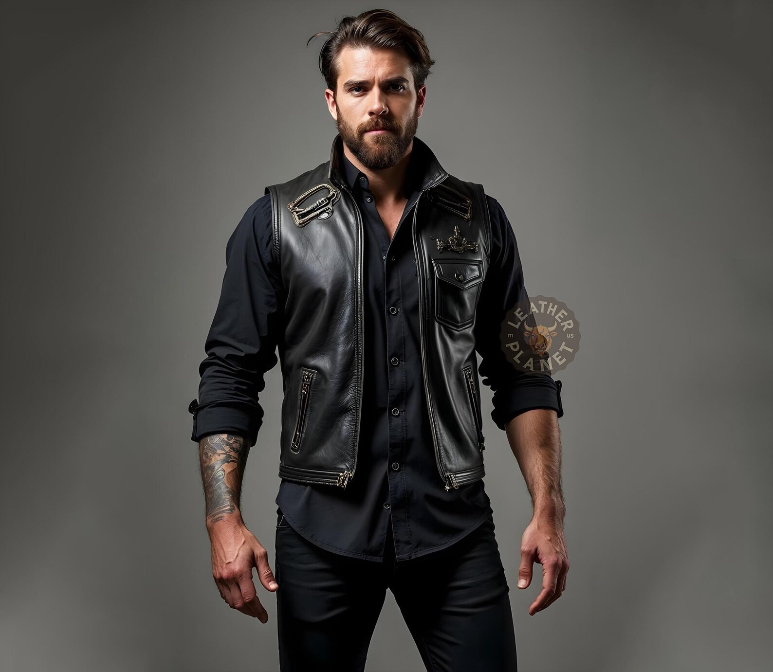 Handmade Black Leather Biker Vest for Men | Real Leather Cosplay Long ...
