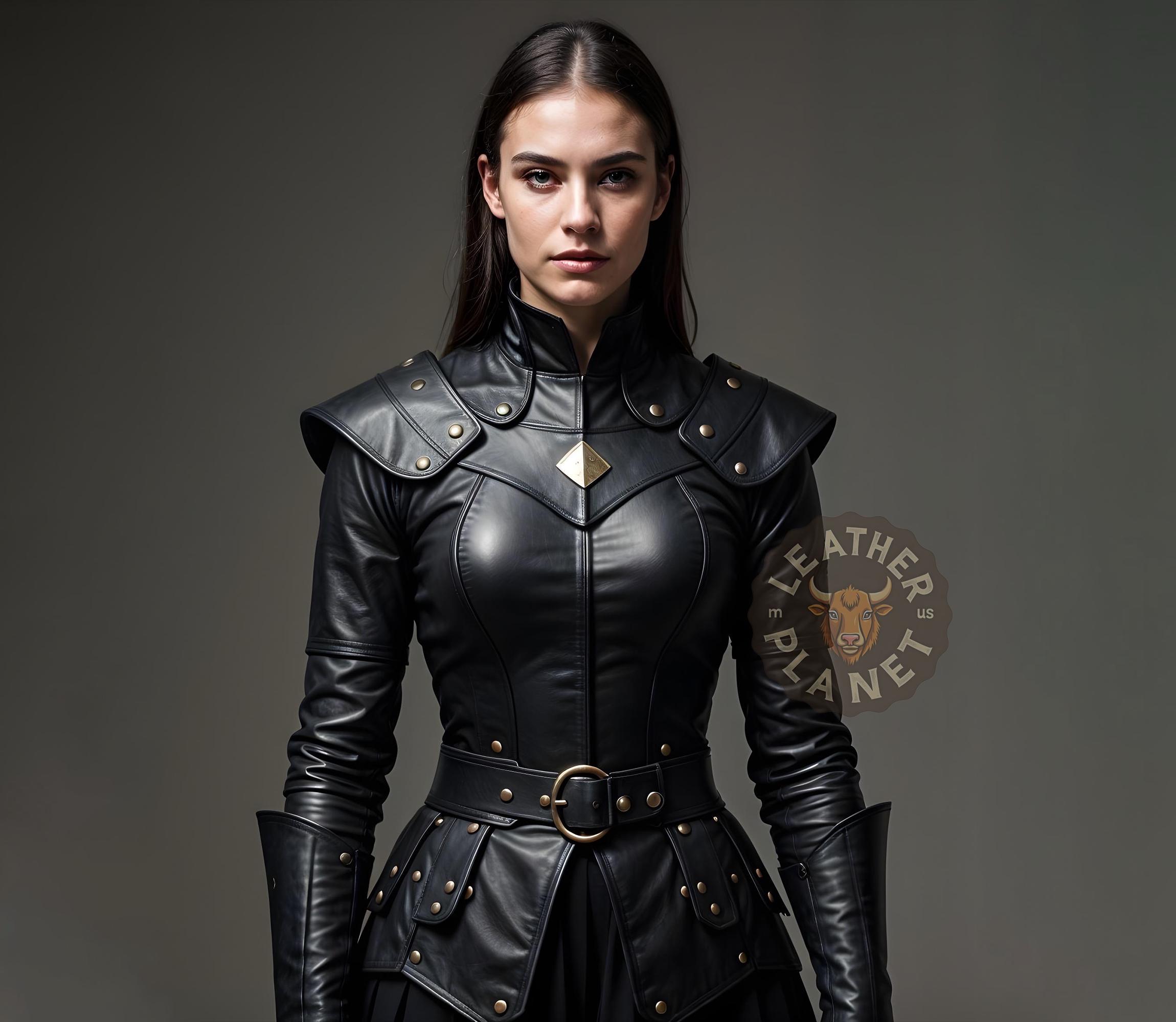 Genuine Black Leather Armor Vest for Women | Real Leather Gothic Vest ...