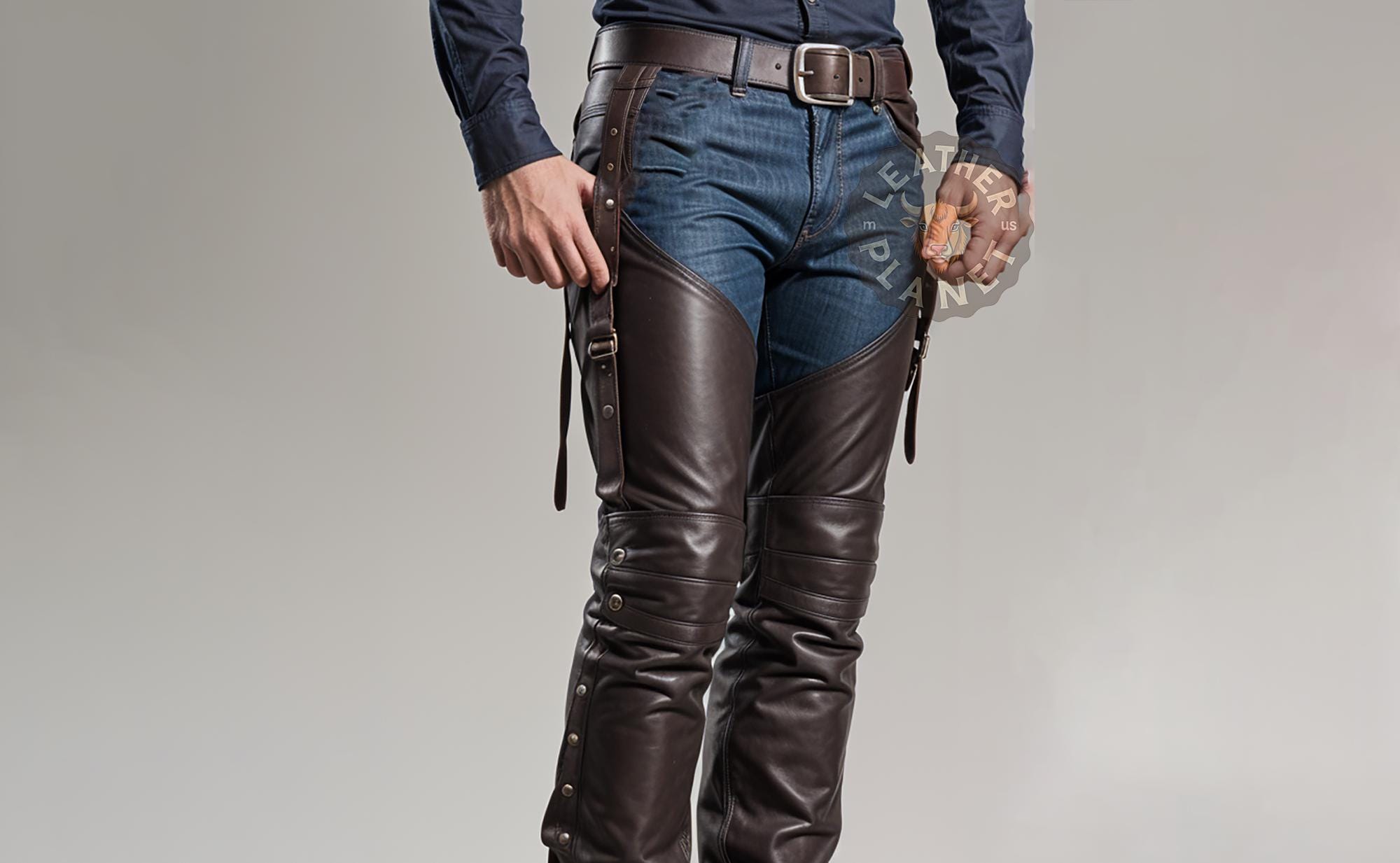 Genuine Brown Leather Chaps for Men | Real Leather Biker Chaps | Custom ...
