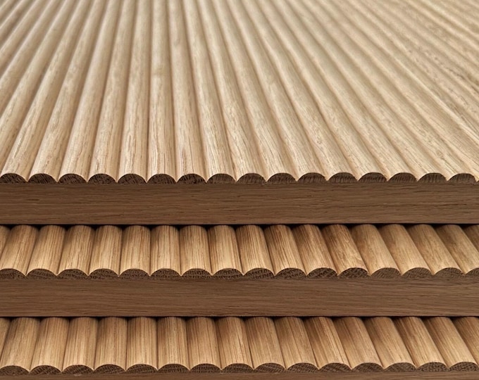 Natural Oak Fluted Wood Panel | Ribbed, Slatted, Fluted Wall Decor ...