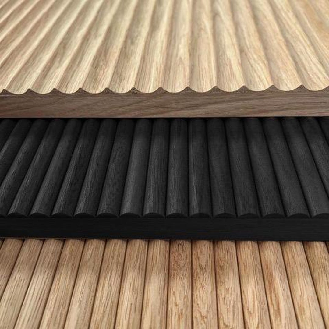 Natural Oak Fluted Wood Panel | Ribbed, Slatted, Fluted Wall Decor ...