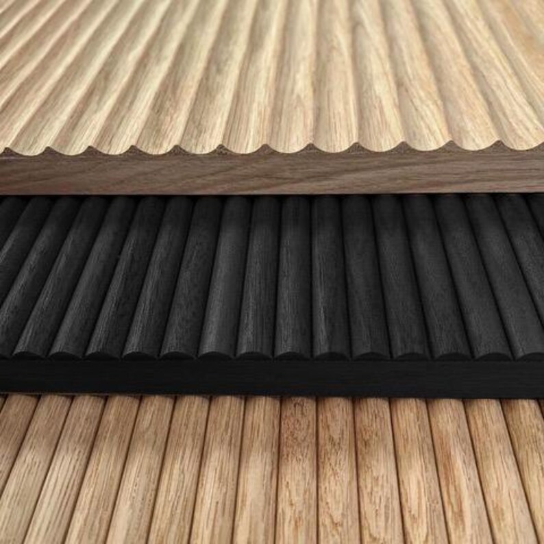Natural Oak Fluted Wood Panel | Ribbed, Slatted, Fluted Wall Decor ...