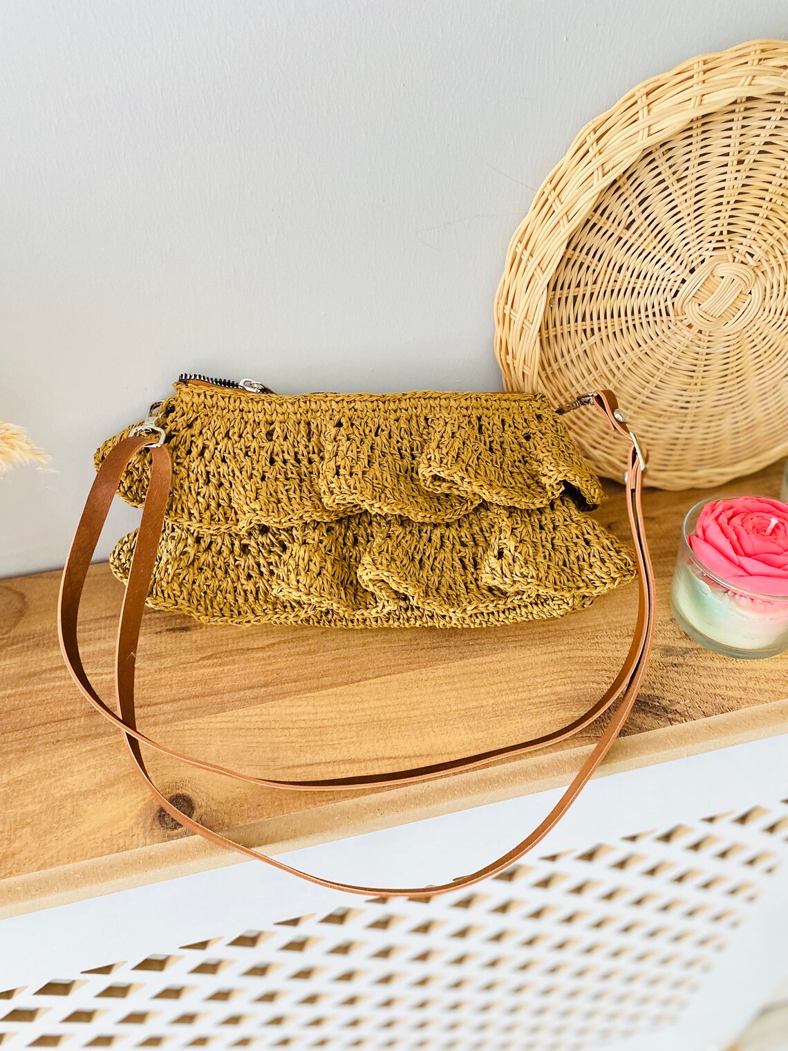 Small Raffia Bag,small Raffia Beige Clutch Bag for Women Straw Knitted ...