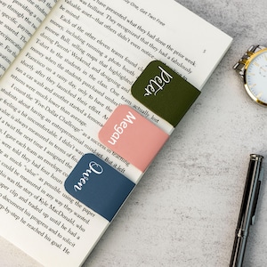 Personalised Leather Magnetic Bookmark, Leather Book Mark for Him ...