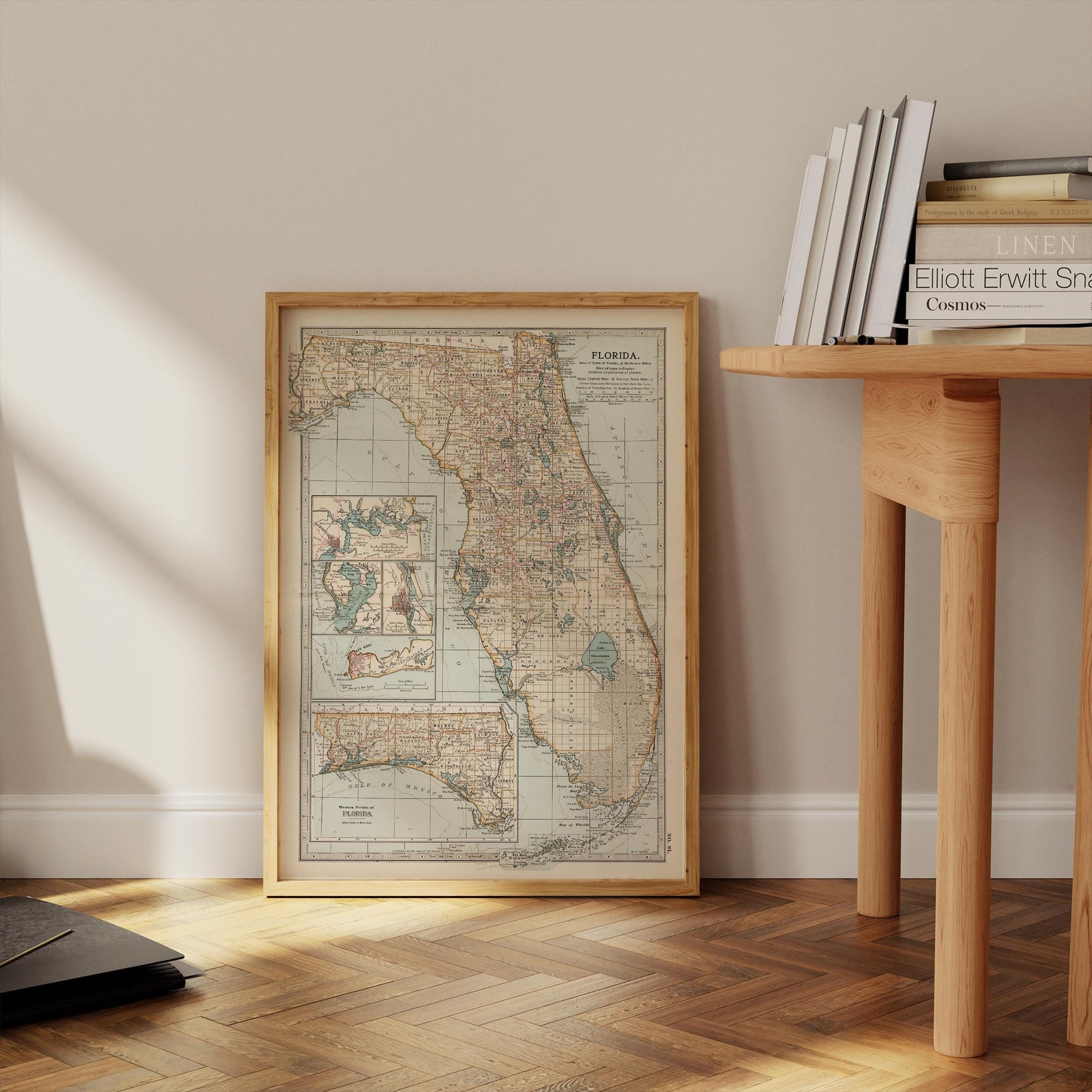 MAP OF FLORIDA | Florida Art Print, Florida State Decor, Geography ...